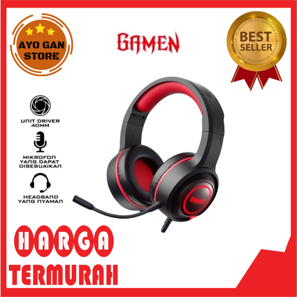 Jual GAMEN Gaming Headphone Gaming GH100 Black For PC / Handphone ...