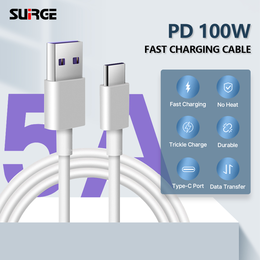 Jual SUIRGE 5A Type C Fast Charging Cable Android Kabel Data 100W Super ...