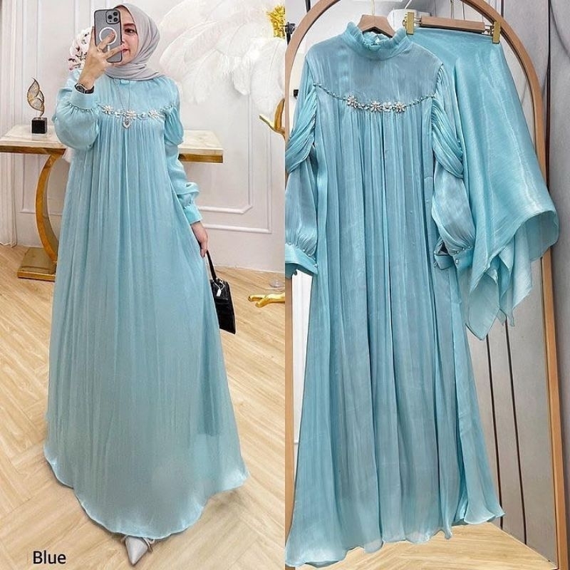 Jual DRESS KONDANGAN SET KERUDUNG BAHAN SHIMER PREMIUM GAMIS PEREMPUAN ...