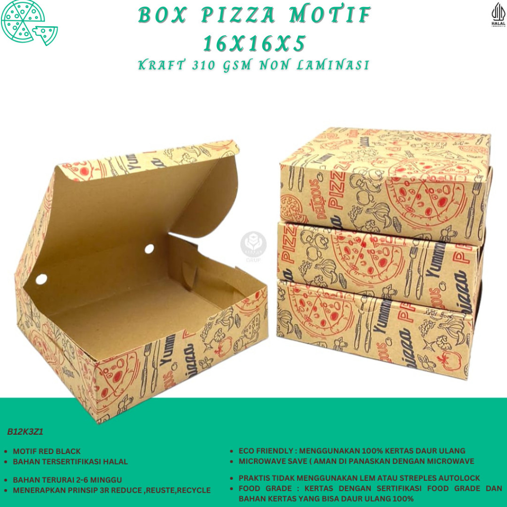 Jual Box Pizza Dus Pizza Dus Pizza 16x16 Motif (B12K3Z1-16X16X5 ...