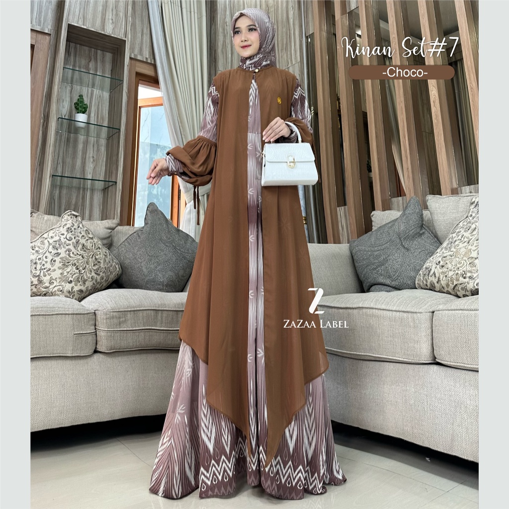 Jual Zazaa Label - Kinan Set hijab outer 3in1 ceruti motif wanita ...