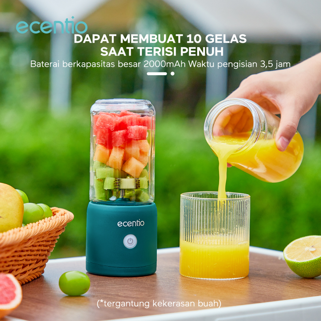 Jual Ecentio Kaca blender 8 Mata Pisau Portable 380+380ml Usb Juicer Mini Multifungsi | Shopee ...