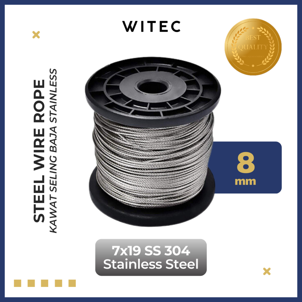 Jual Kawat Seling 8mm 7x19 SS 304 Baja | Wire Rope Stainless Steel ...