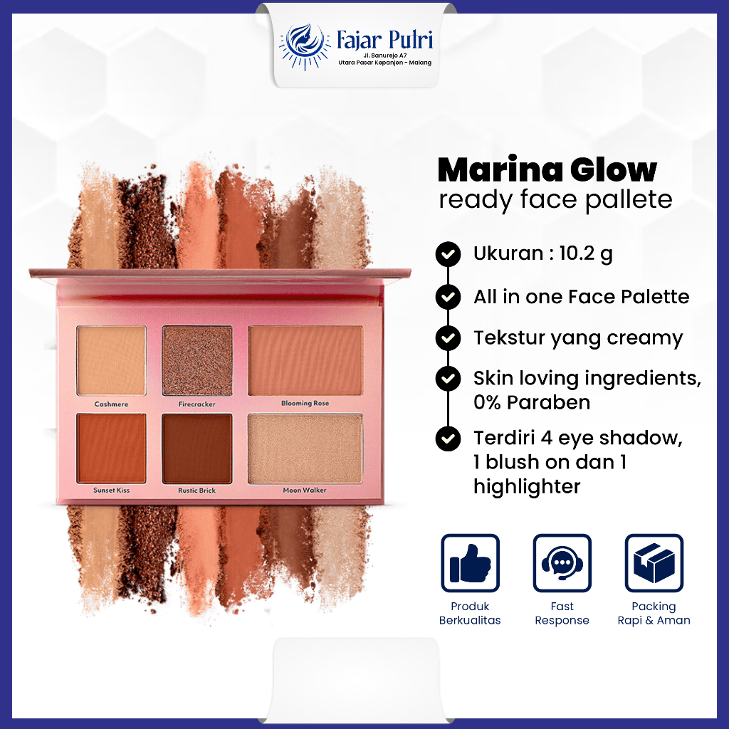 Jual Marina Glow Ready Face Pallete 10.2 Gram Vivid Earth Creamy High ...