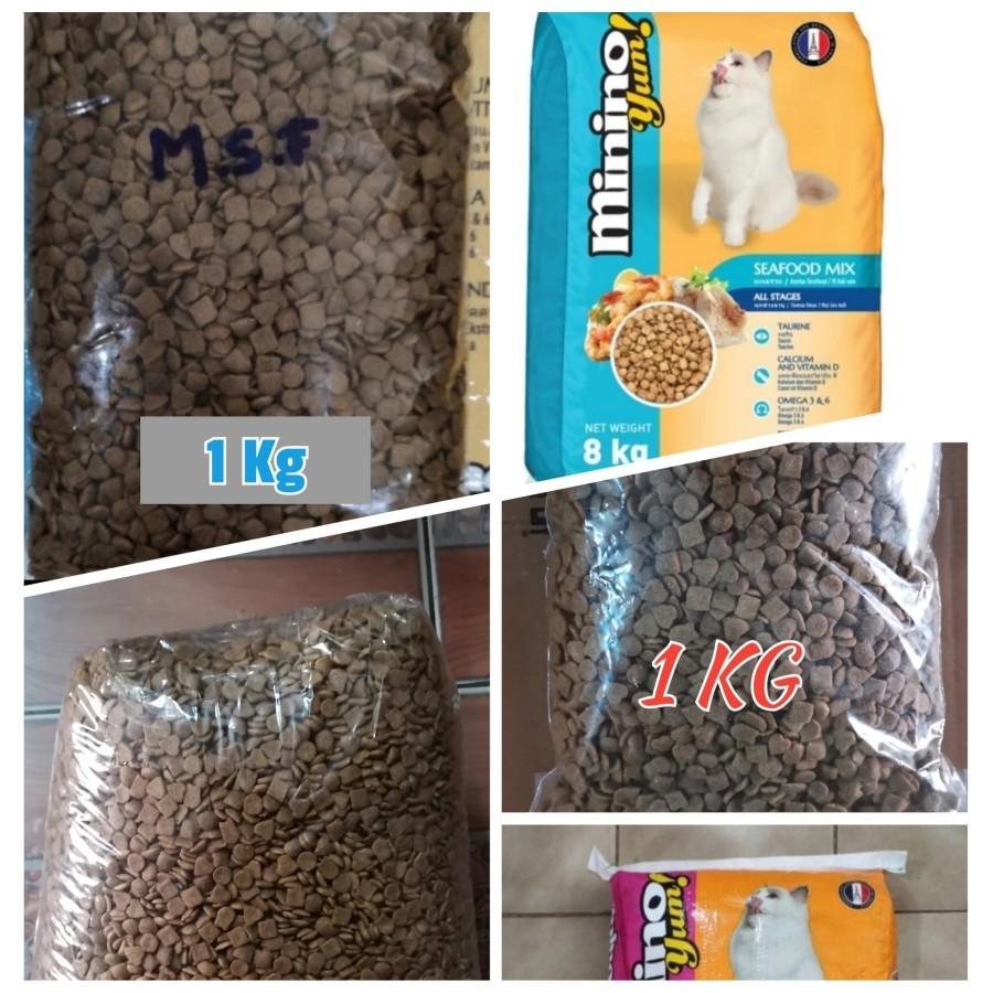 Jual Minino Yum repack 1kg Makanan Kucing cat food repack 1 kg seafood ...