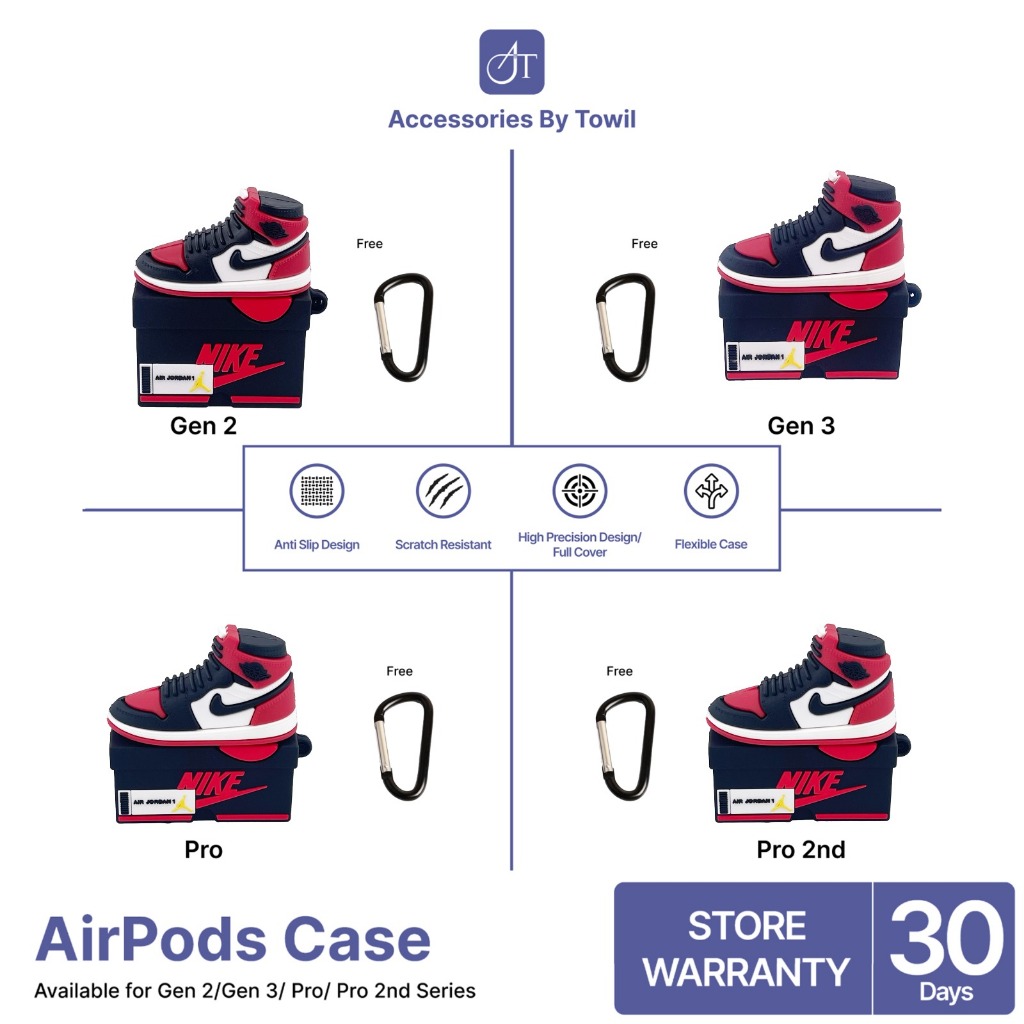 Jual Airpods Case 1 2 3 Pro Nike Air Jordan Bred Toe , AIRPODS 1/2 ...
