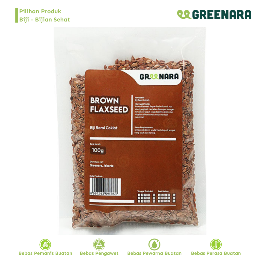 Jual Greenara - Biji Rami Coklat 100gr / Brown Flaxseed | Shopee Indonesia