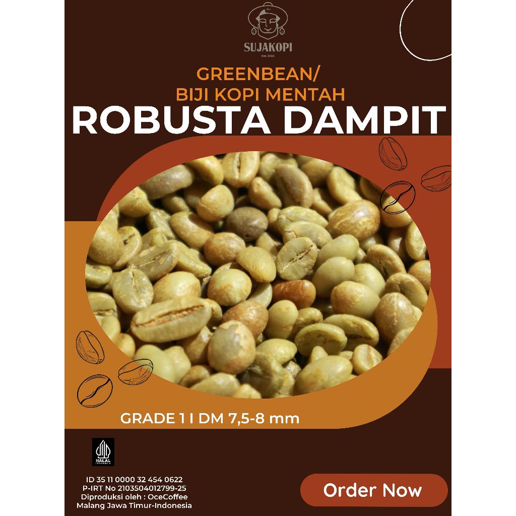 Jual 5KG Kopi Robusta Dampit greenbean biji kopi mentah GRADE 1 SORTIR ...