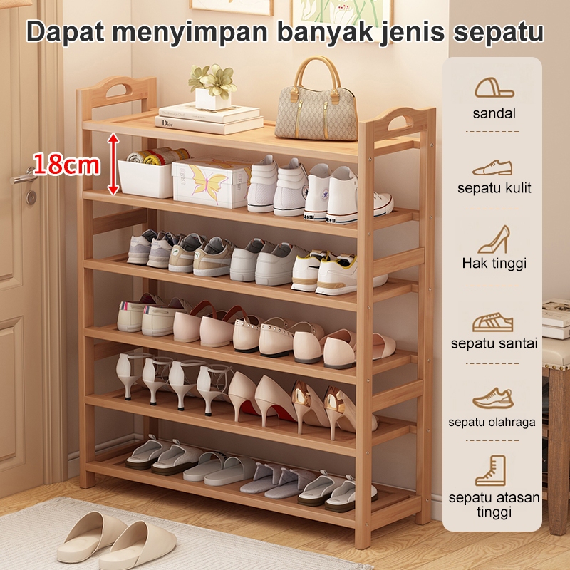 Jual Rak Sepatu Susun Kayu Rak Bamboo Penyelenggara Rak Sandal Rak ...