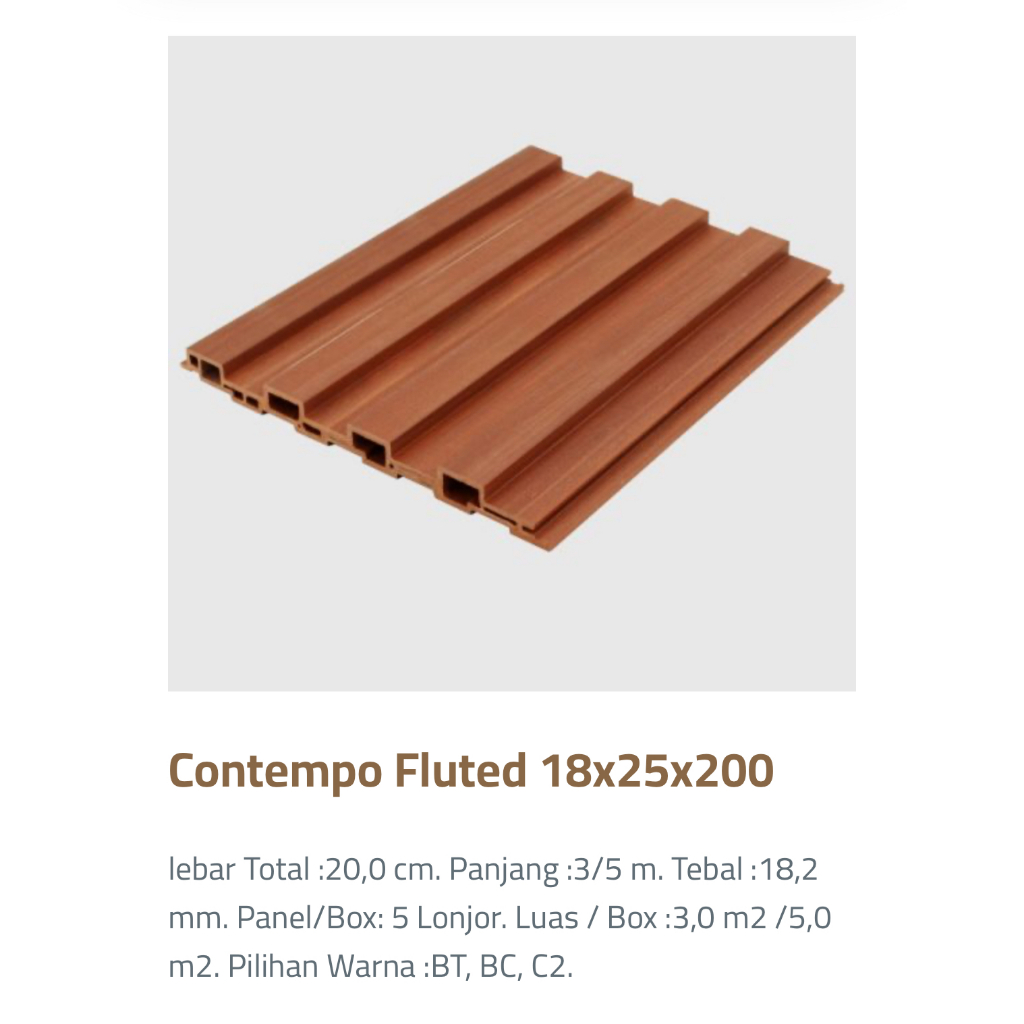 Jual PLAFON WPC DUMA TIPE CONTEMPO FLUTED 18X25X200 | Shopee Indonesia