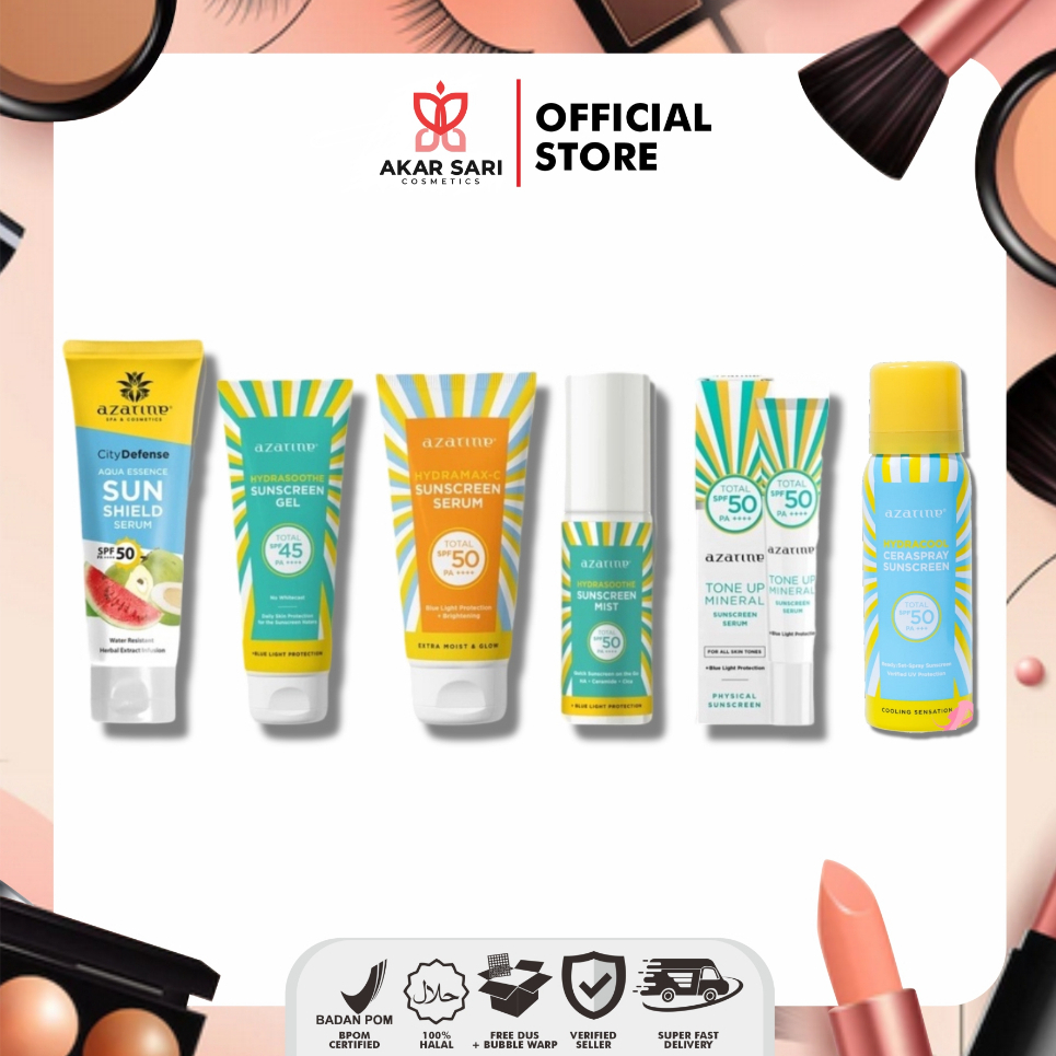 Jual AZARINE SUNSCREEN SERIES - Gel SPF 45 | Ceraspray SPF 50 | Serum ...