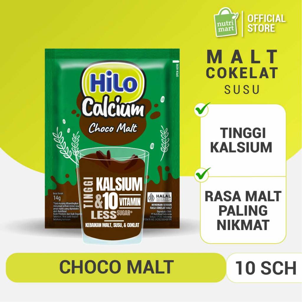 Jual HiLo Choco Malt Hi Calcium 10 Sch – Malt Cokelat Susu Berenergi ...