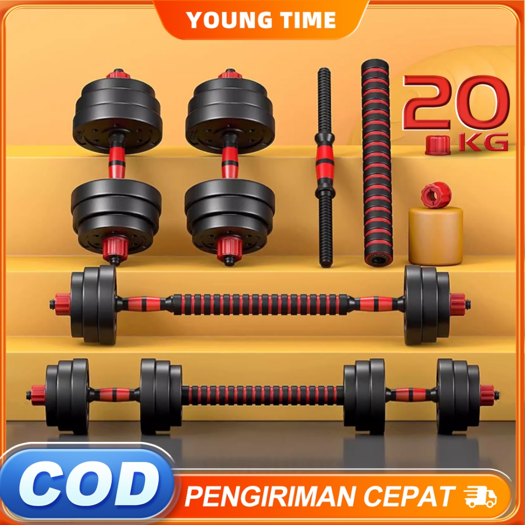 Jual Dumbell Set 20KG Peralatan Fitness Barbel Bisa Disambung Tiang Wanita Gym Equipment Angkat ...