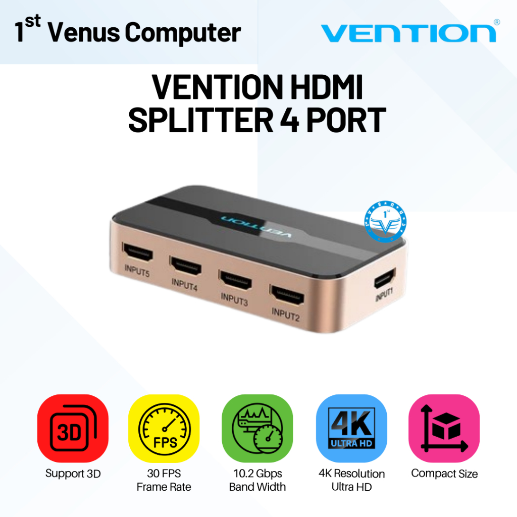 Jual VENTION HDMI SPLITTER 4 PORT 4K / VEN02-SPL | Shopee Indonesia