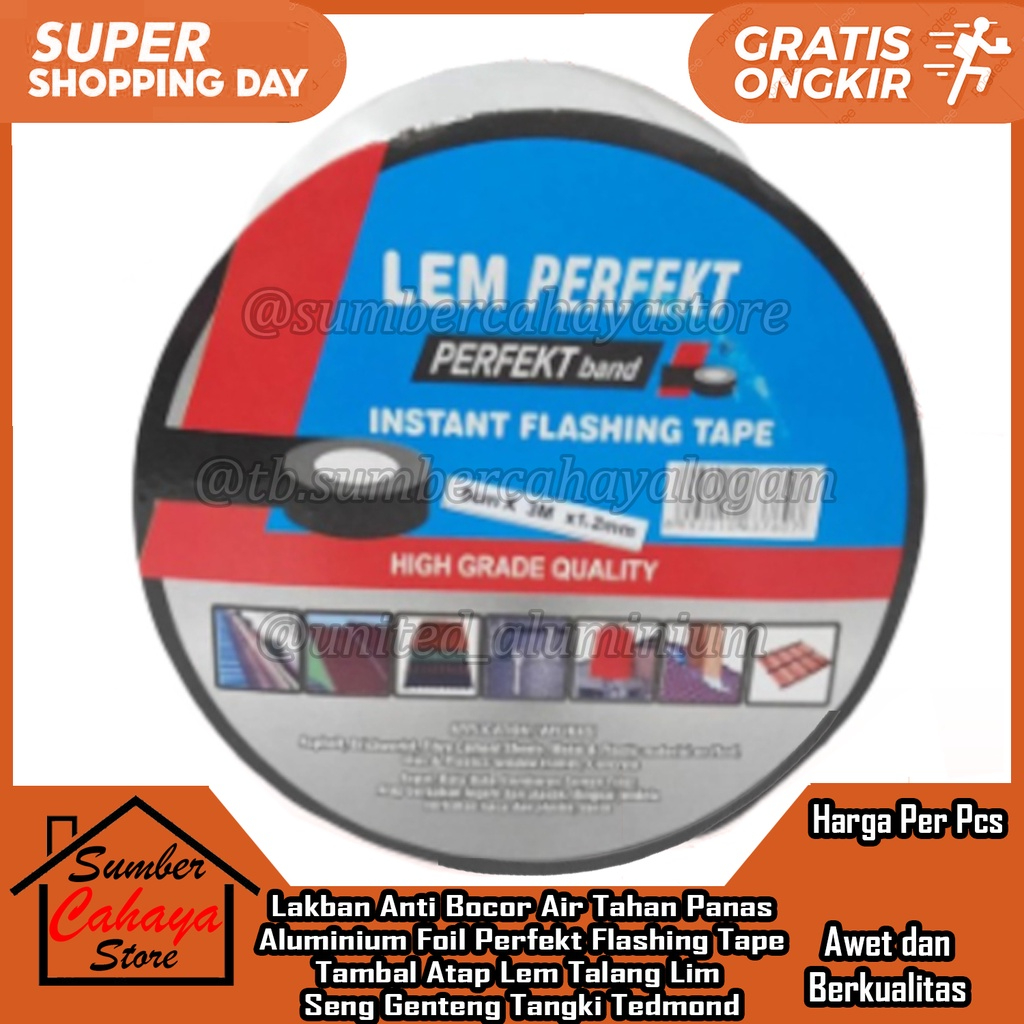 Jual Lakban Anti Bocor Air Tahan Panas Aluminium Foil Perfekt Flashing Tape Almunium Alumunium ...