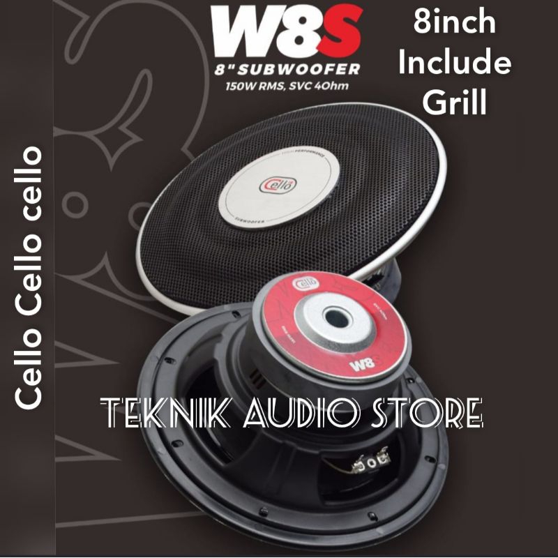 Jual Subwoofer Cello 8inch W8S 150watt RMS Single Voice Coil | Shopee Indonesia