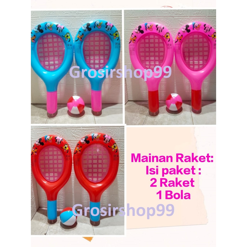 Jual Mainan Balon Tiupan Raket + Bola Bahan PVC SNI | Shopee Indonesia
