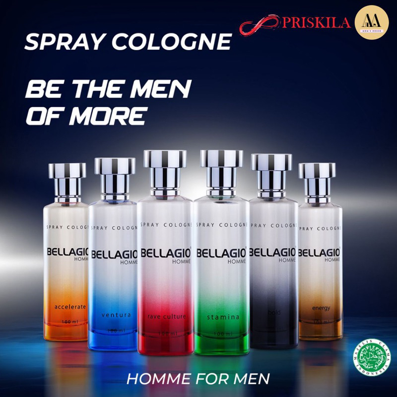 Jual BELLAGIO HOMME STAMINA SPRAY COLOGNE 100ML (PCS) | Shopee Indonesia