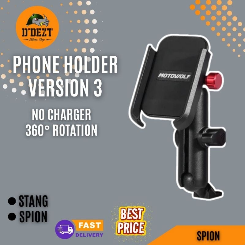 Jual MOTOWOLF V3 HOLDER HP MOTOWOLF PHONE HOLDER STANG SPION 360 ALUMUNIUM | Shopee Indonesia