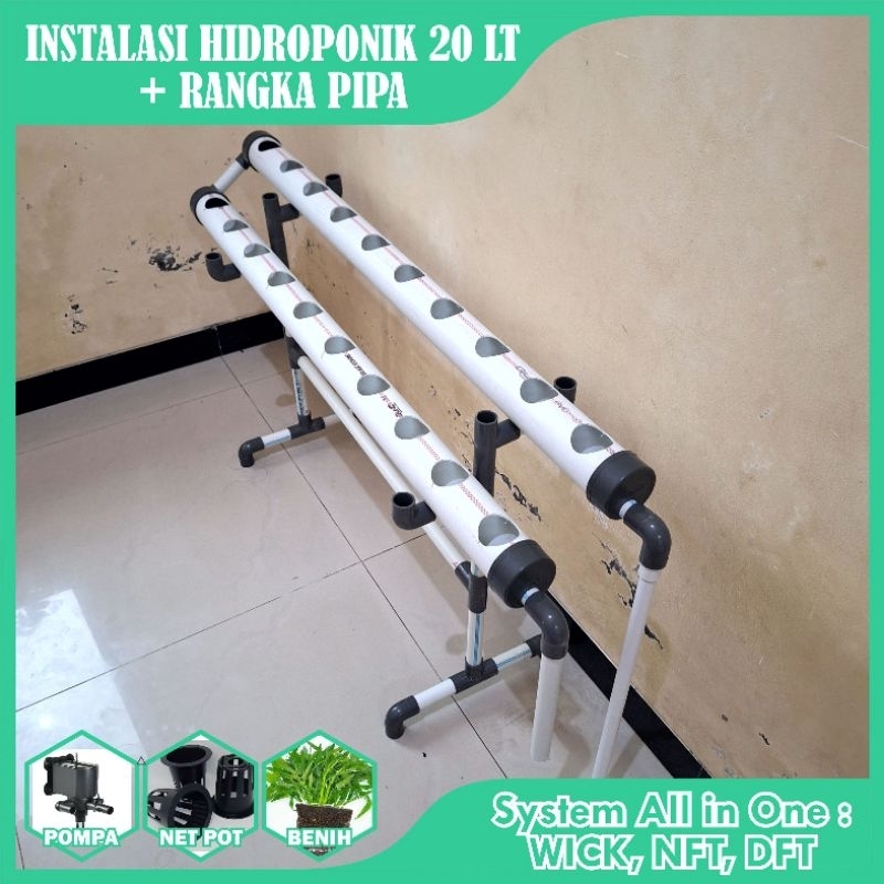 Jual Instalasi Hidroponik Mini 20 LT + Rangka + Pompa + Netpot + Benih ...