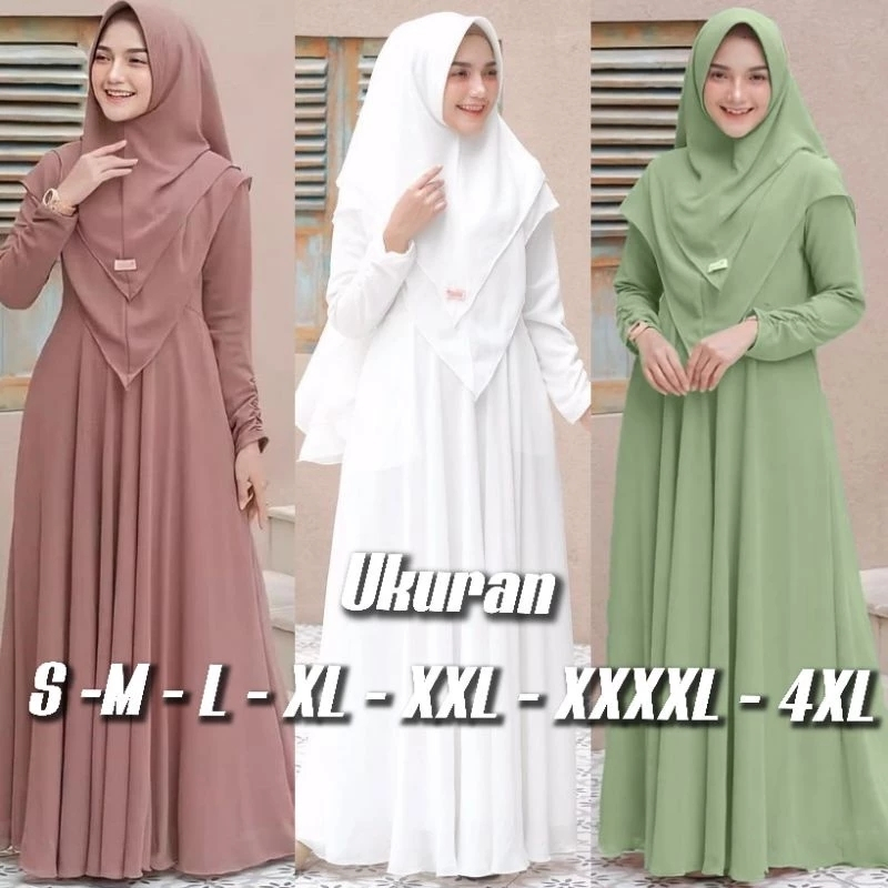 Jual KHANSA - Baju Gamis Dress Syari Busui Polos Wanita Muslim Ukuran S ...