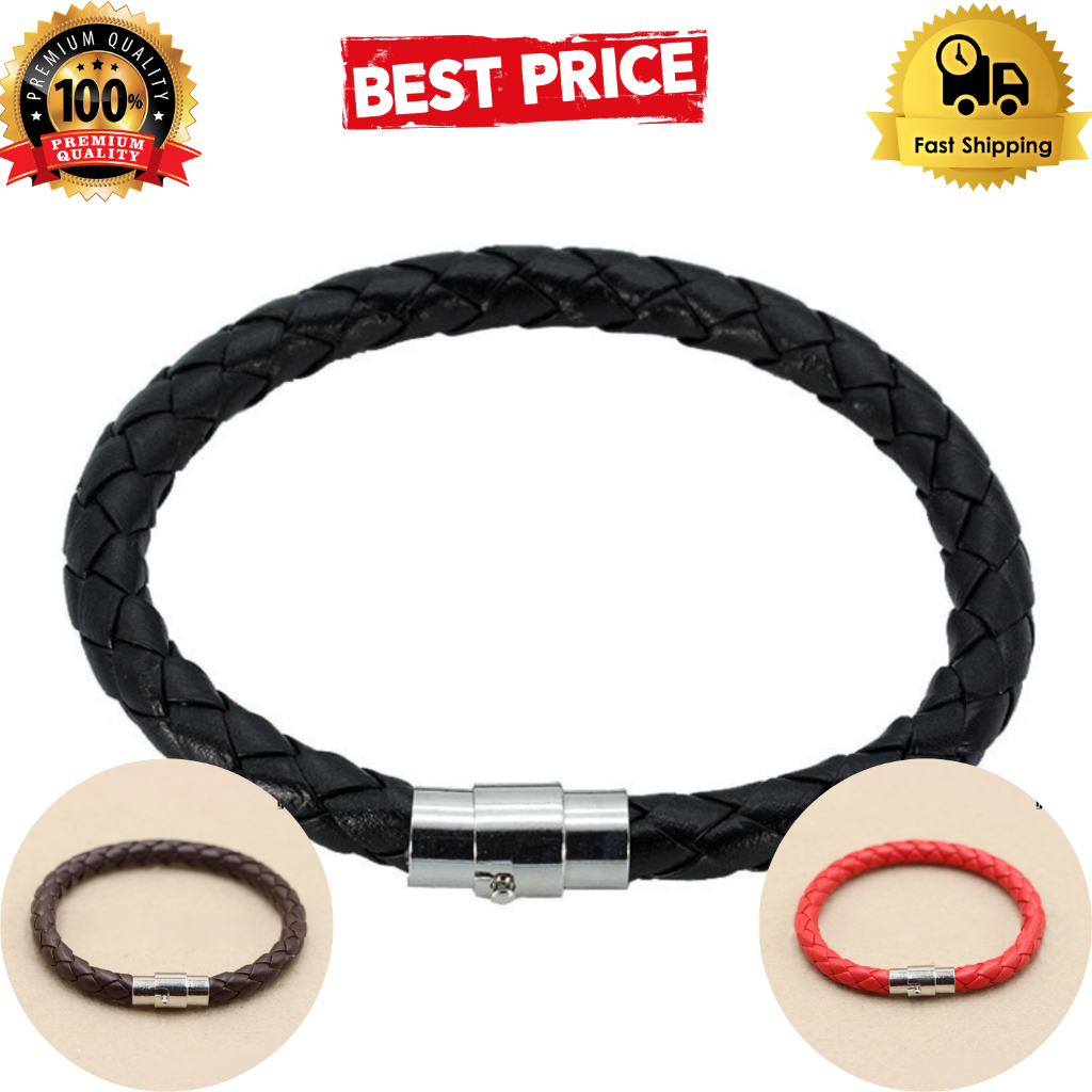 Jual Gelang Pria Kulit Hitam Asli Simple Gelang Tangan Men Bracelet Ori ...