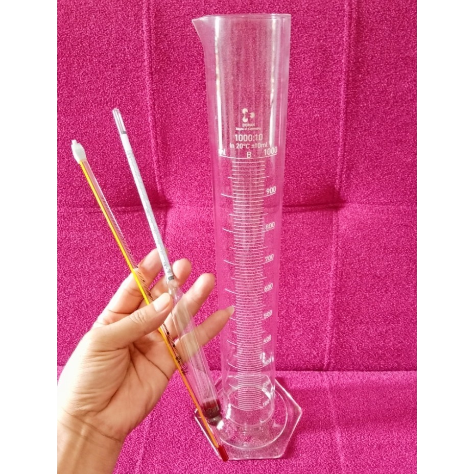 Jual Set Glass Thermometer Gelas Ukur 1 Lt Duran Hydrometer Solar ...