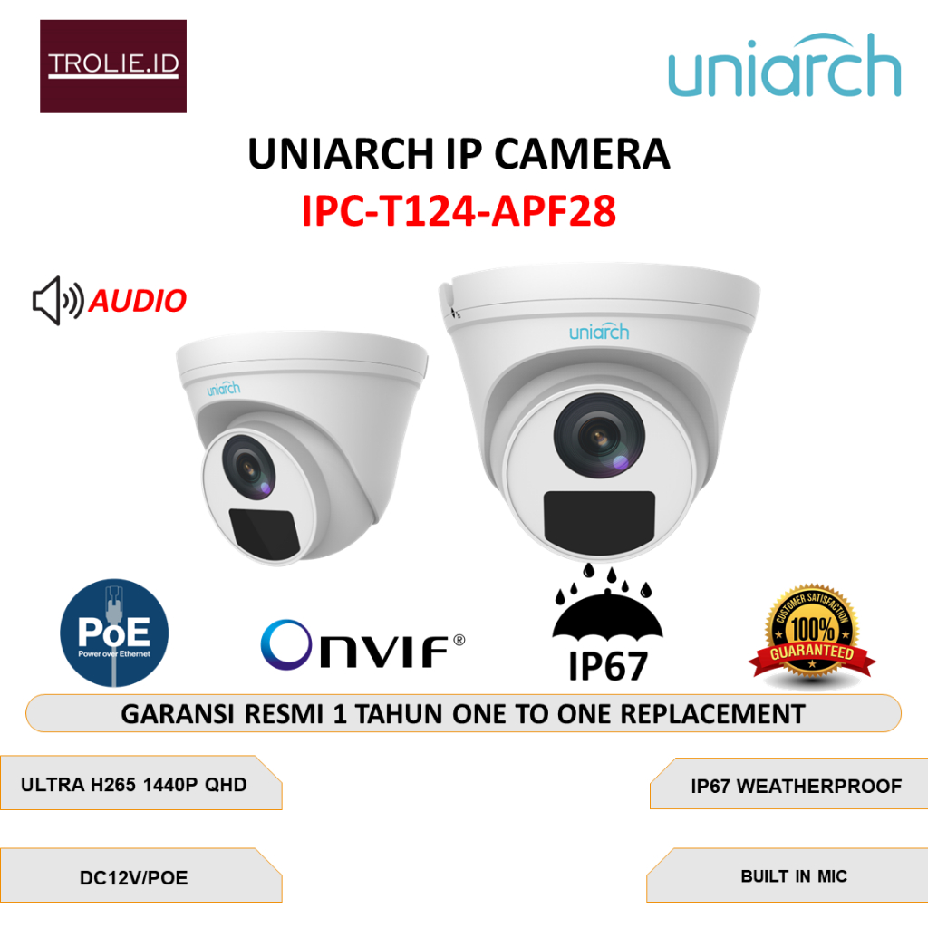 Jual UNIARCH IP CAM IPC-T122-APF28 POE 2MP/4MP TURRET CCTV OUTDOOR ...