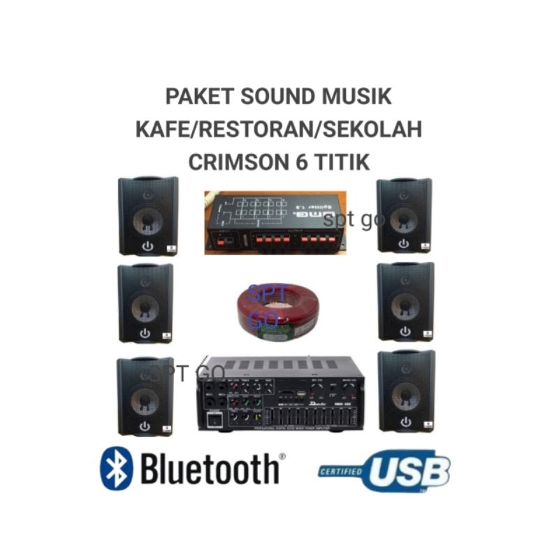 Jual paket sound speaker Crimson 6 titik speaker kafe Restoran Kantor ...