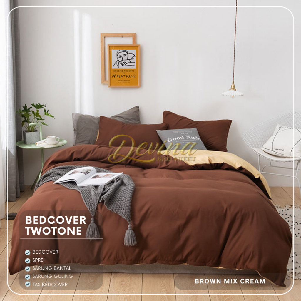 Jual Bedcover Set Two Tone Polos Selimut Bolak Balik ( Kombinasi Dua ...