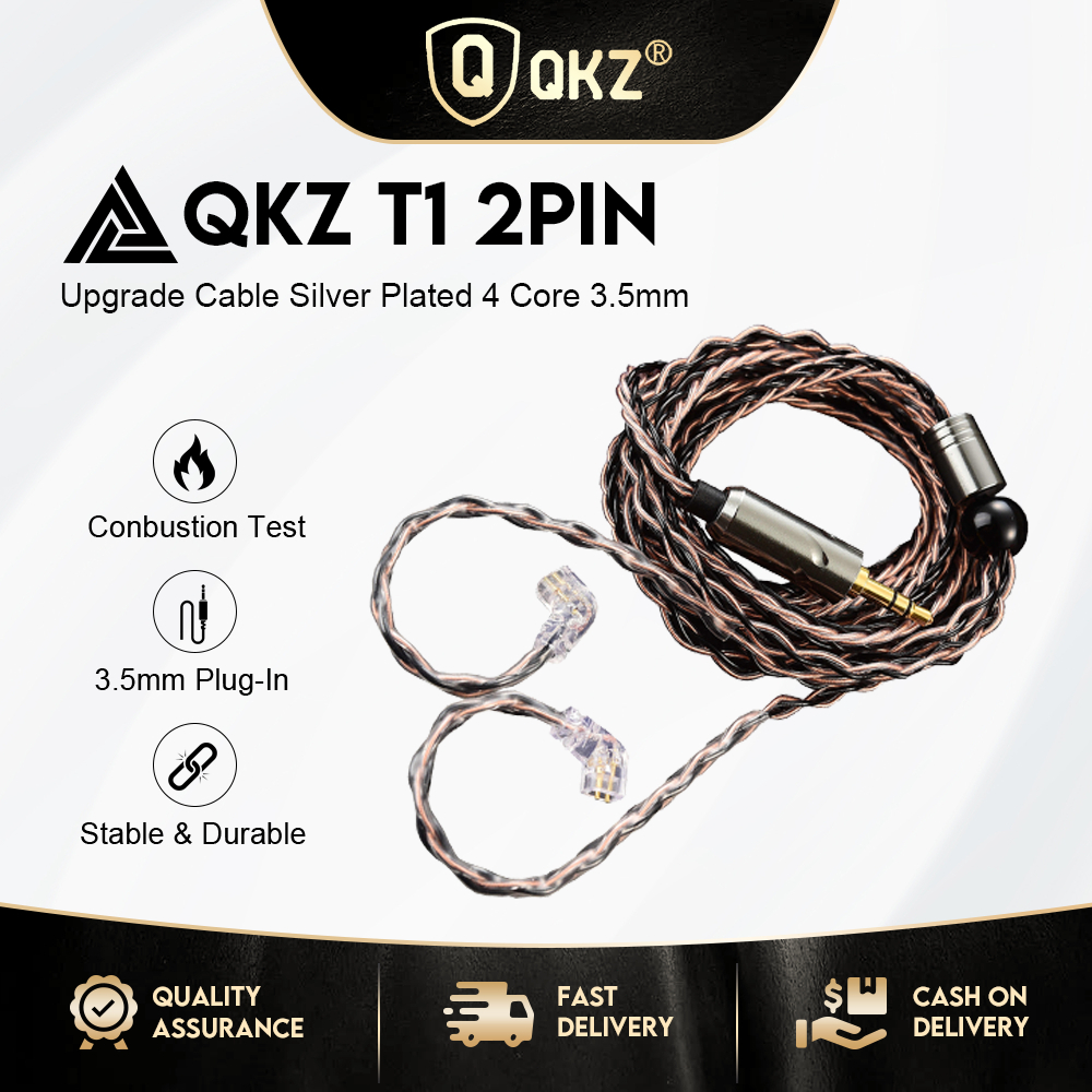 Jual QKZ T1 Earphone Kabel Upgrade Berlapis Perak 4 core Upgrade QDC 2PIN 3.5MM Plug Earphone ...