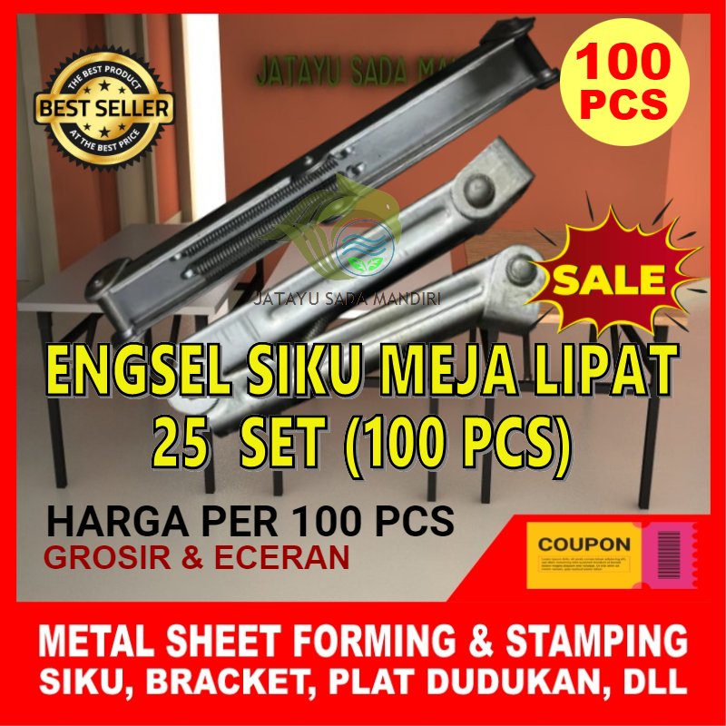 Jual JSM Paket 25 set=100 pcs Engsel Siku Meja Lipat Non-Finishing dan ...