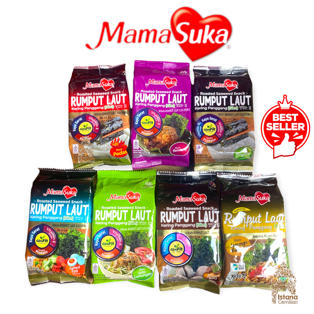 Jual MamaSuka Rumput Laut Panggang NORI Seaweed Original / Pedas ...