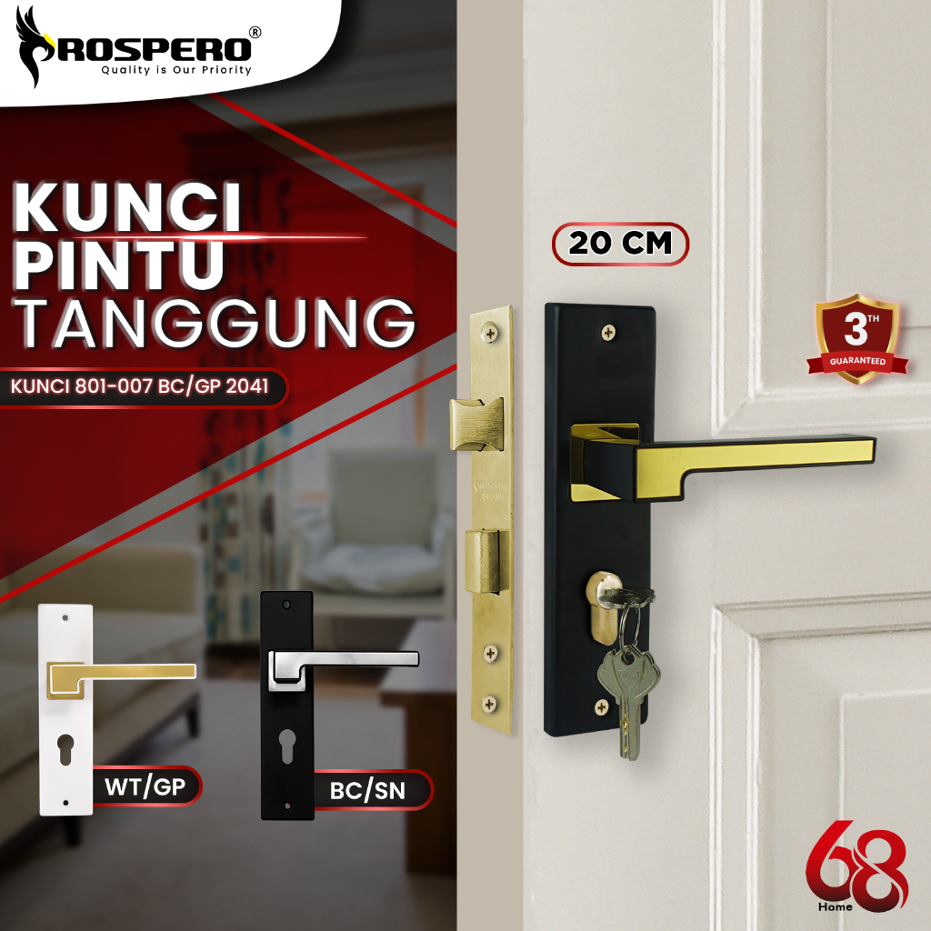 Jual Kunci Pintu Tanggung PROSPERO / Gagang Pintu Black Doff Premium / Handle Pintu Set Silinder ...