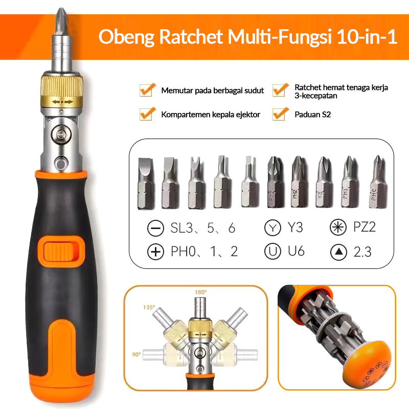 Jual 10 in 1 Set Obeng Ratchet Set Obeng Multi Alat Obeng Semua dalam ...