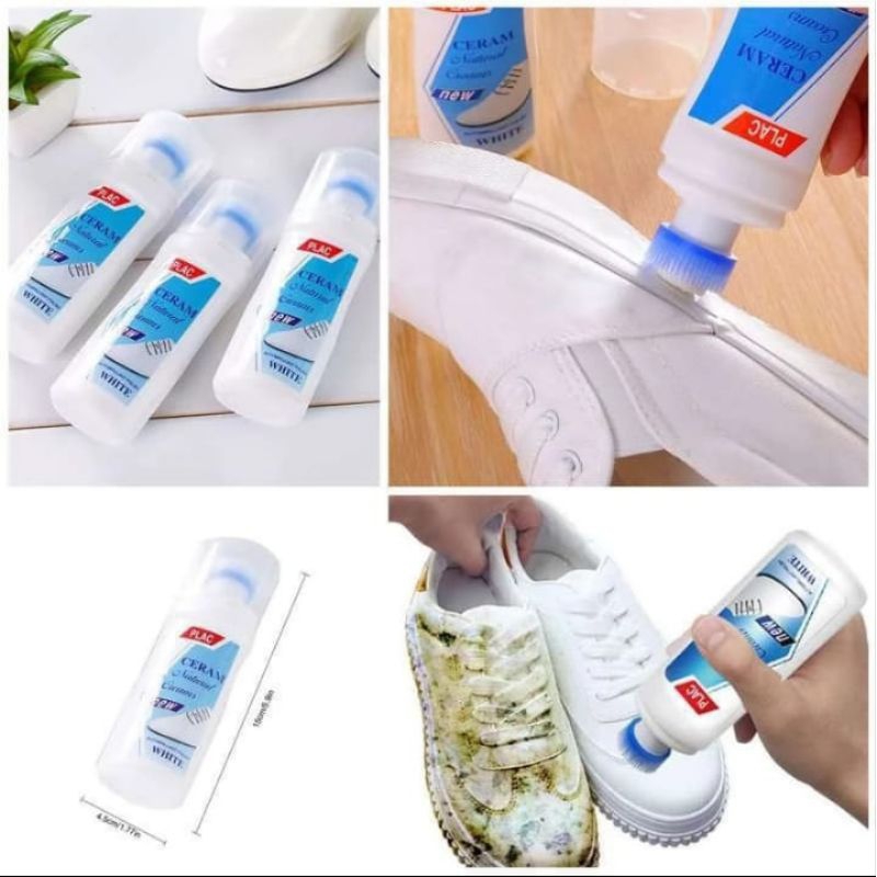 Jual Plac Cream Cairan Pembersih Sepatu Putih Shoes Cleaner Polish ...