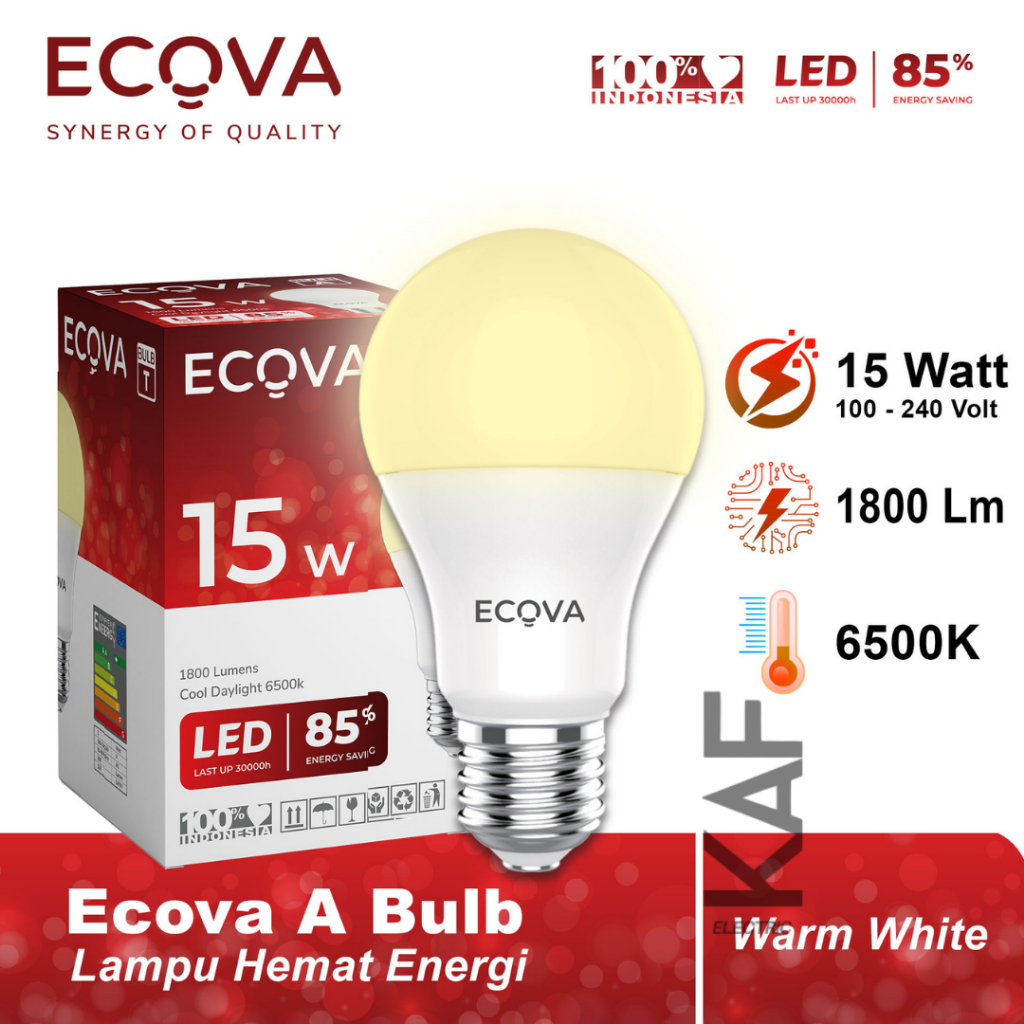 Jual ECOVA LAMPU LED 15 WATT 15 W 15WATT SERIES A BULB | Shopee Indonesia