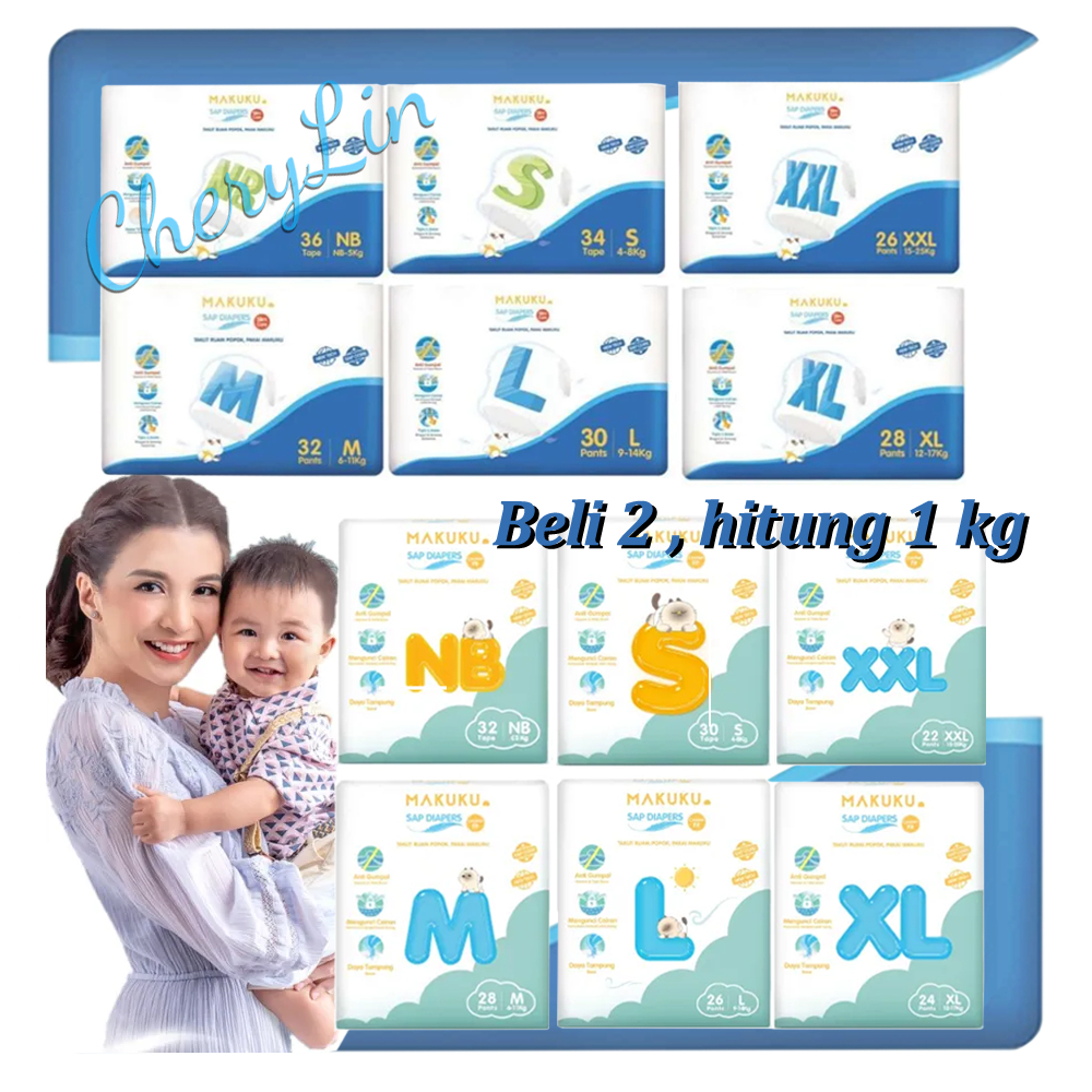 Jual MAKUKU SAP DIAPERS SLIM CARE / COMFORT FIT PANTS (NB/S/M/L/XL/XXL) | Shopee Indonesia