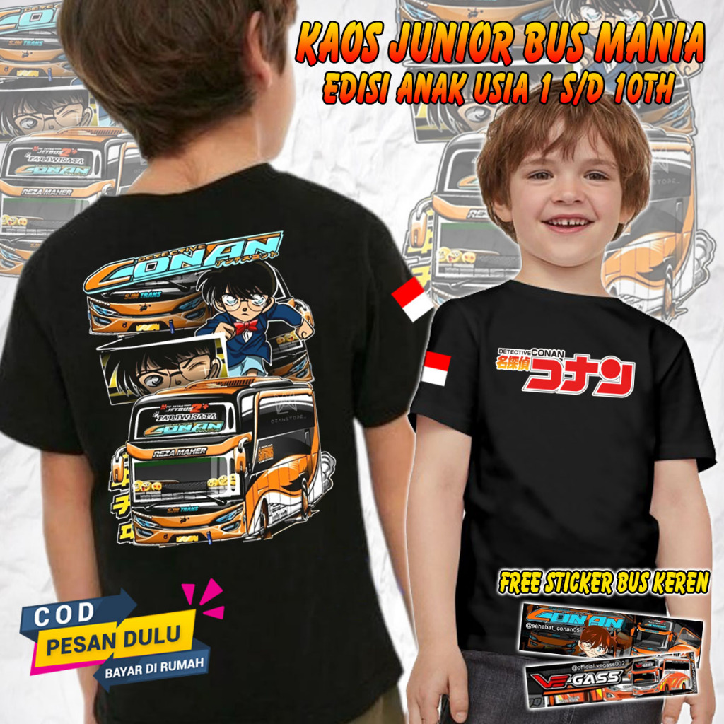 Jual KAOS BUSMANIA ANAK | KAOS ANAK BUS MANIA FREE STIKER | Baju Bus Mania Junior | BAJU BIS ...