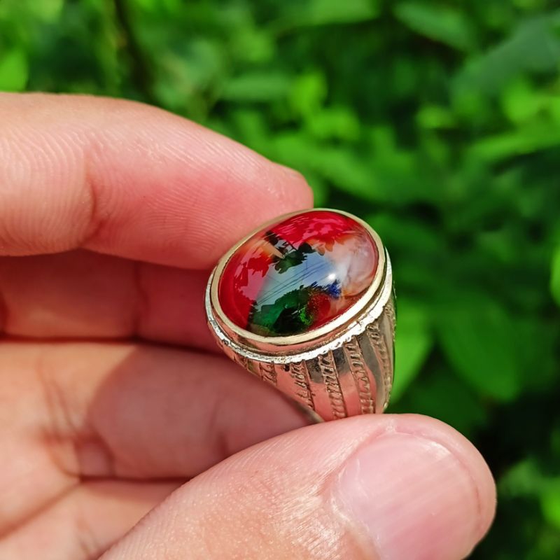 Jual Cincin Batu Akik Edong Pancawarna Natural Stone | Shopee Indonesia