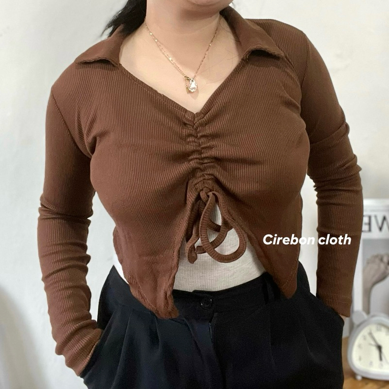 Jual Cirebon Cloth - Bunny Knit Collar / Crop Top Lengan Panjang / Crop ...