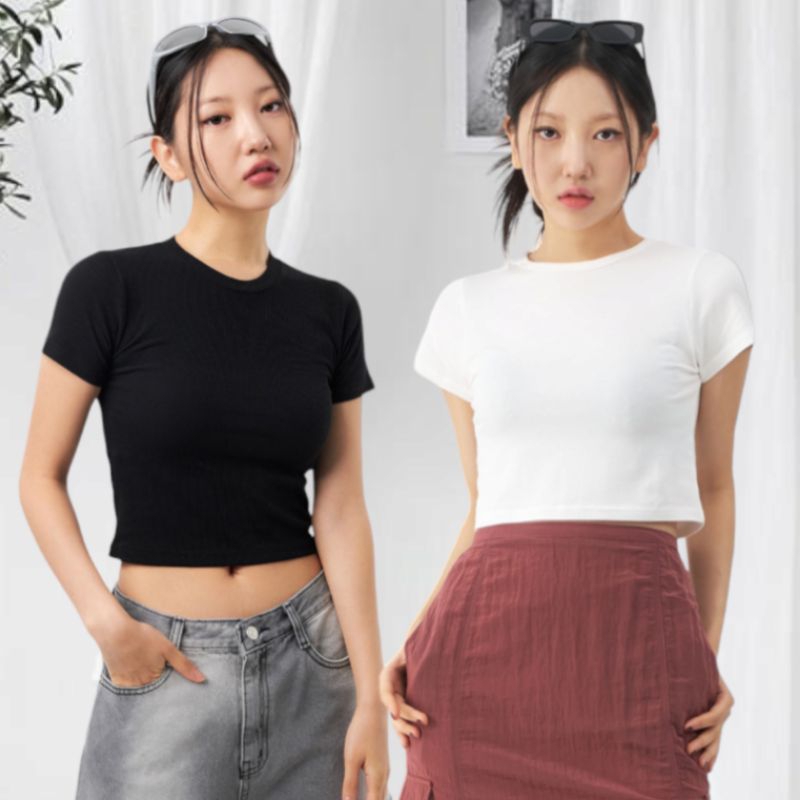 Jual KAOS CROP TOP POLOS COTTON COMBED 24s TEBAL | Shopee Indonesia