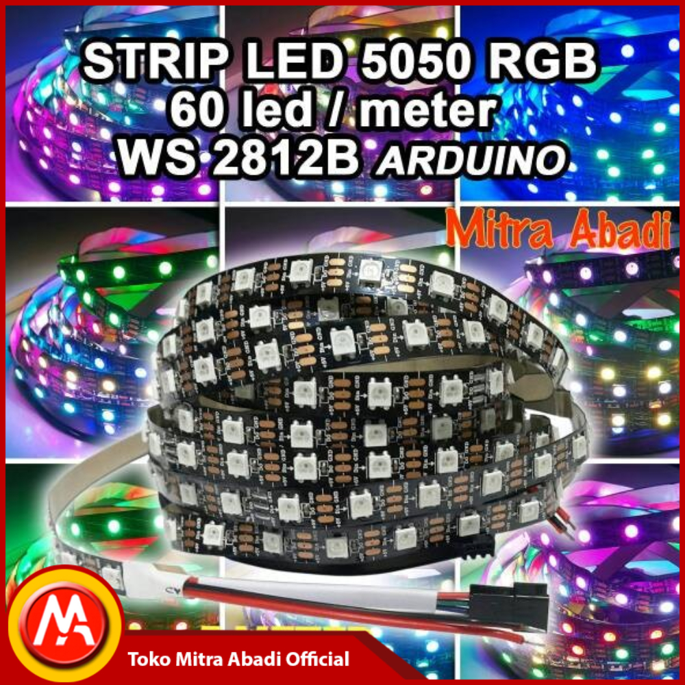 Jual LED Strip RGB SMD 5050 WS 2812 B ARDUINO 30 LED dan 60 LED per ...
