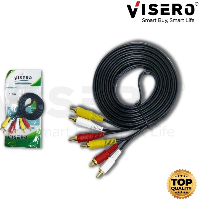 Jual Cable RCA/Kabel RCA/Cable AV/Kabel AV SC 1.5M Jack 3 To 3 Visero | Shopee Indonesia