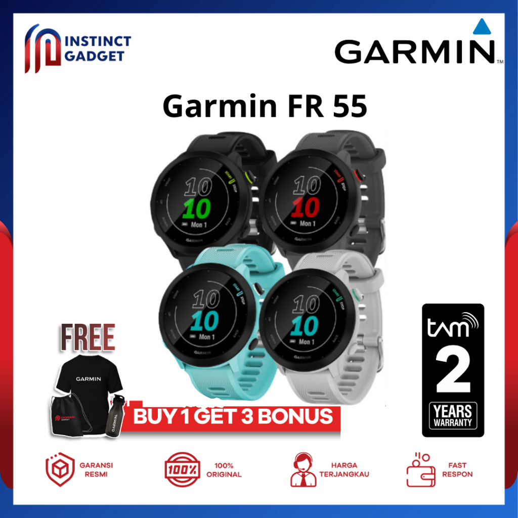 Jual Garmin Forerunner FR 55 FR55 Black | White | Aqua | Monterra Grey ...