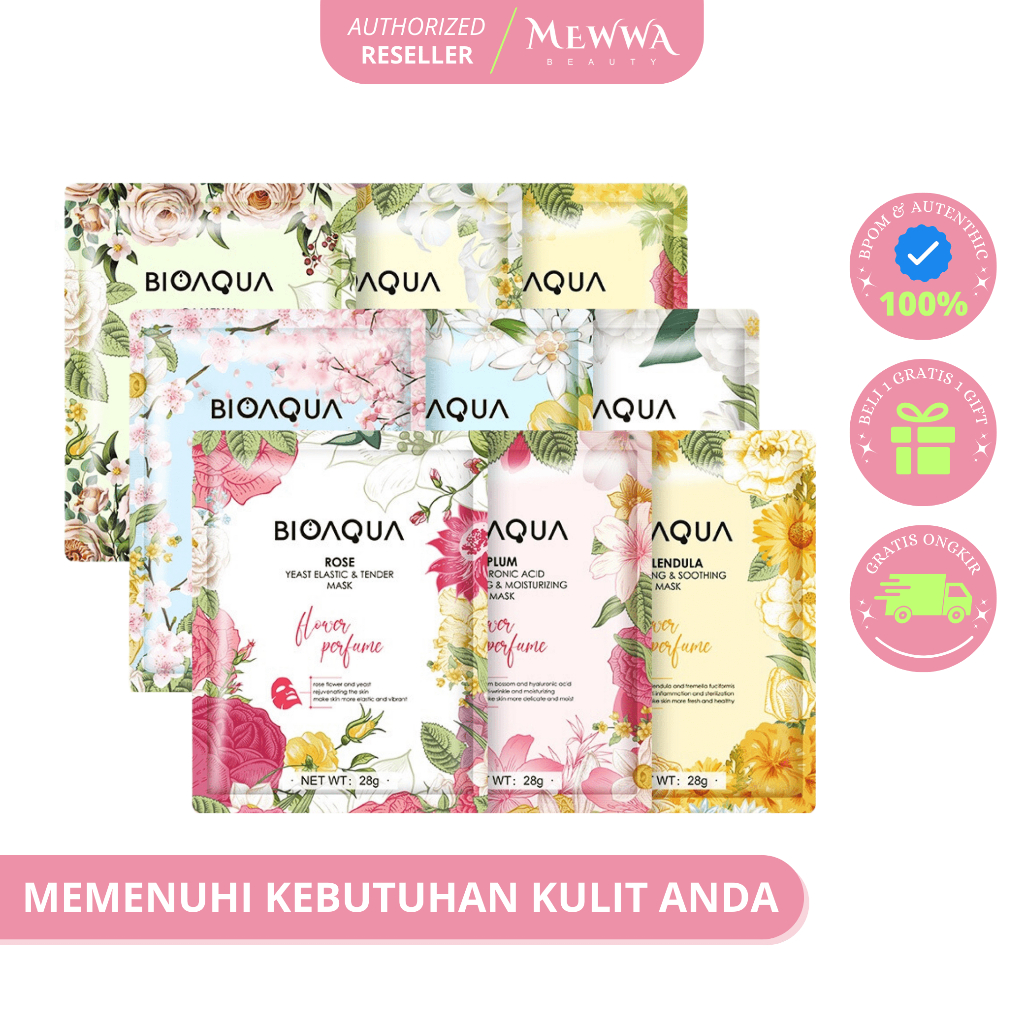 Jual [ PAKET USAHA ] 9PCS BIOAQUA Sheet Mask Masker Wajah Flowers ...