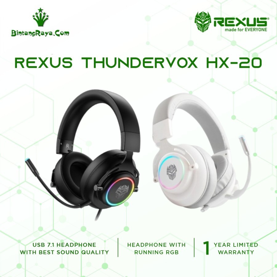 Jual HEADPHONE / HEADSET GAMING REXUS THUNDERVOX HX20 / HX-20 7.1 RGB ...