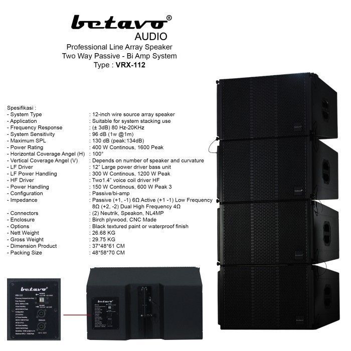 Jual Betavo VRX112 VRX 112 Professional Line Array Speaker Two Way ...
