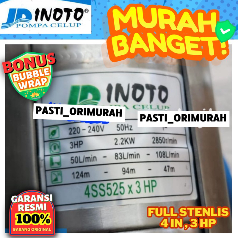 Jual Submersible Pump Inoto 3HP 4" + Control Box Pompa Satelit Inoto 4 ...