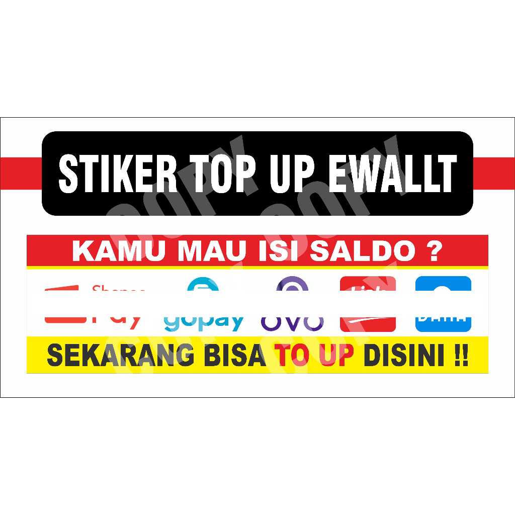Jual STIKER TOP UP EWALLET UKURAN 9X30CM | Shopee Indonesia